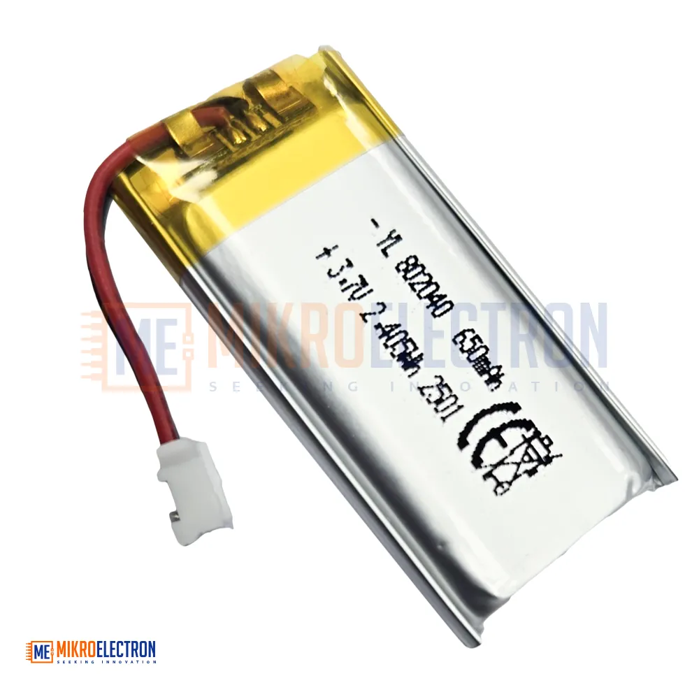 3.7V 650mAh LiPo 802040 Battery