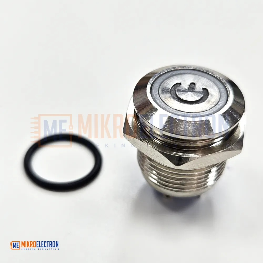 Metal Push button 12v 16mm 4-Pin Blue Self-Reset Waterproof IP65