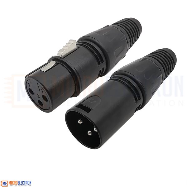 XLR 3Pin Male Plug Female Socket Audio Cable Connector All Black