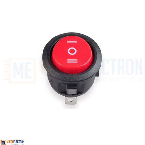 3 Way Round RED Rocker Switch SPDT 3P 20mm KCD1